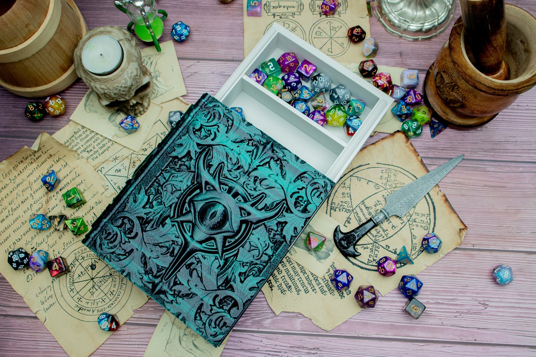 Warlock Dice tome - Dice holder & Dice tray – The Flaming Feather ...