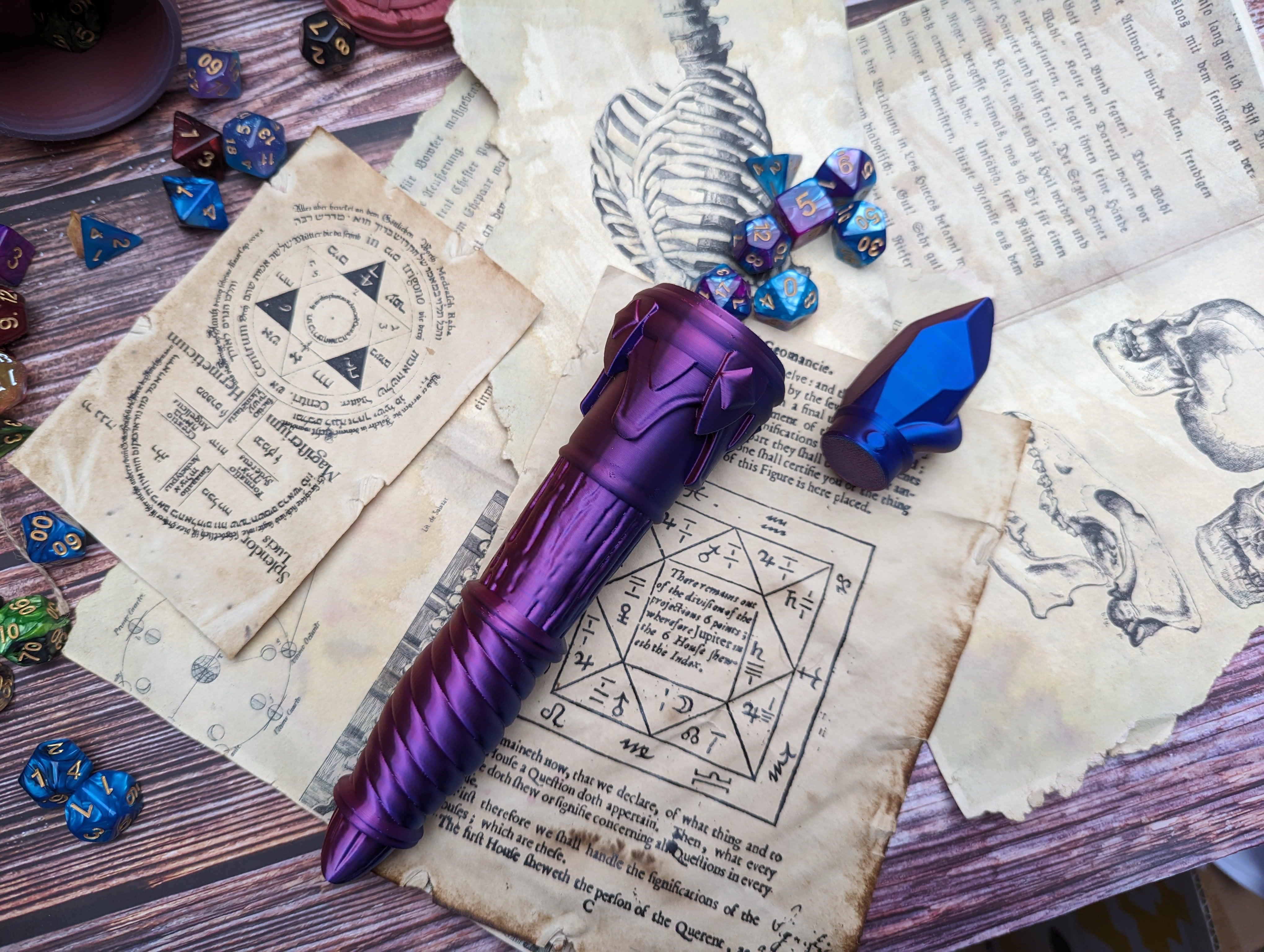 Crystal dice wand Dnd – The Flaming Feather & Flaming Filament